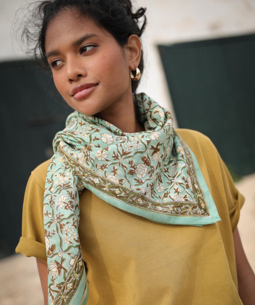 Foulard grand format - Albertine vert aqua - Bëllemme